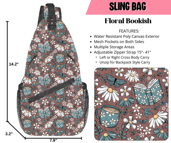 Floral Bookish Sling Bag – Alonna's Legging Land